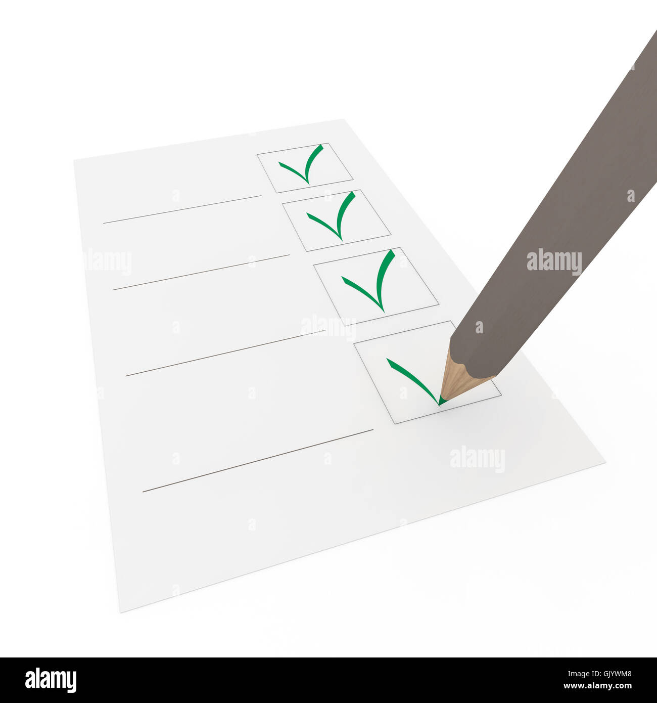 3d check pencil green Stock Photo - Alamy