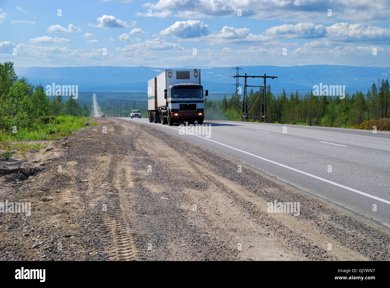 The lorry on highway Stock Photo - Alamy
