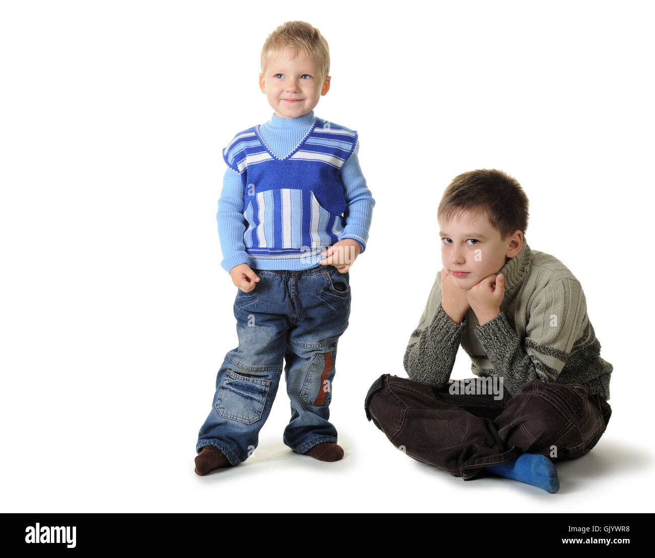 Two blond small brothers hi-res stock photography and images - Alamy
