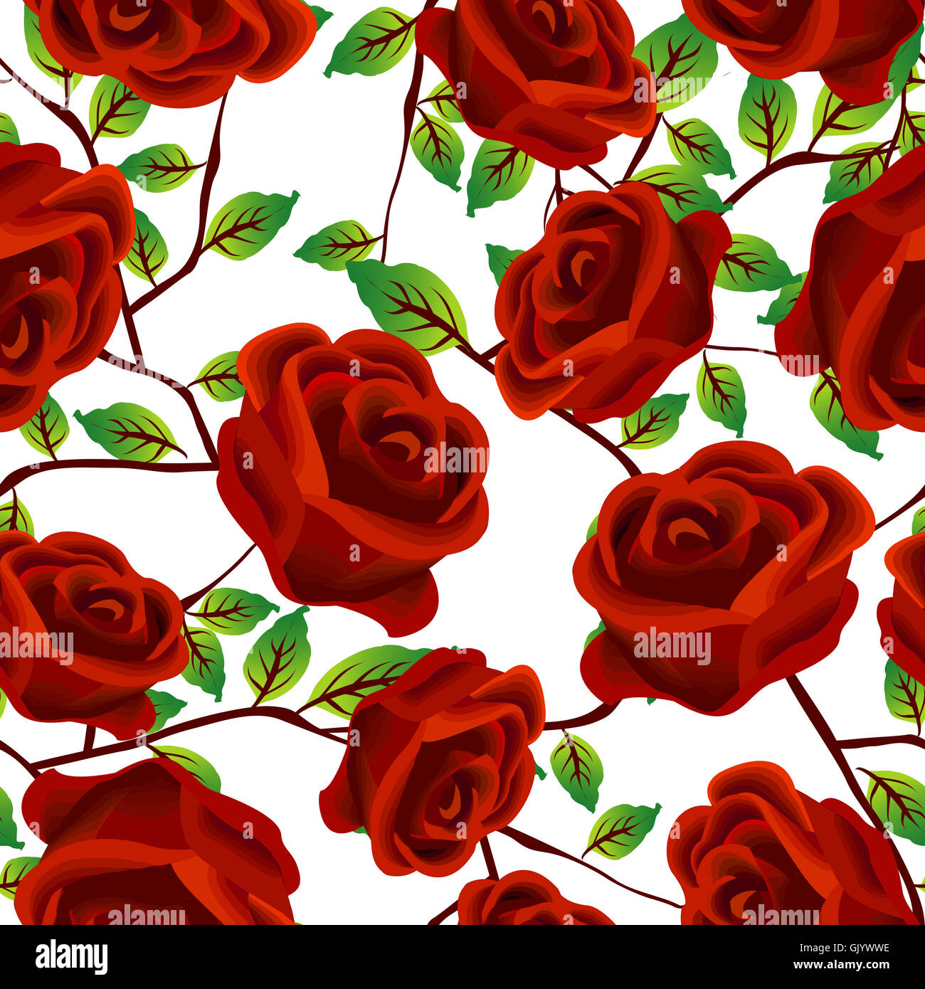 Roses over white, pattern Stock Photo - Alamy
