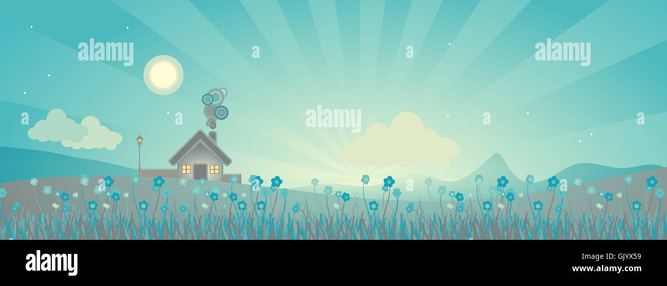 rural landscape scene after sunset Stock Photo - Alamy