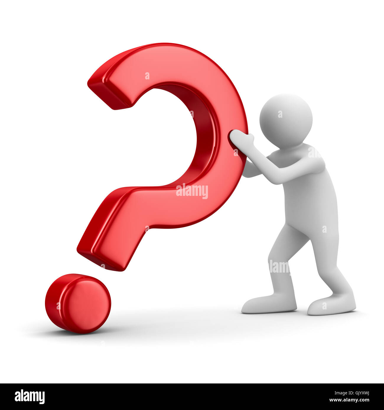 man with question on white. Isolated 3D image Stock Photo - Alamy