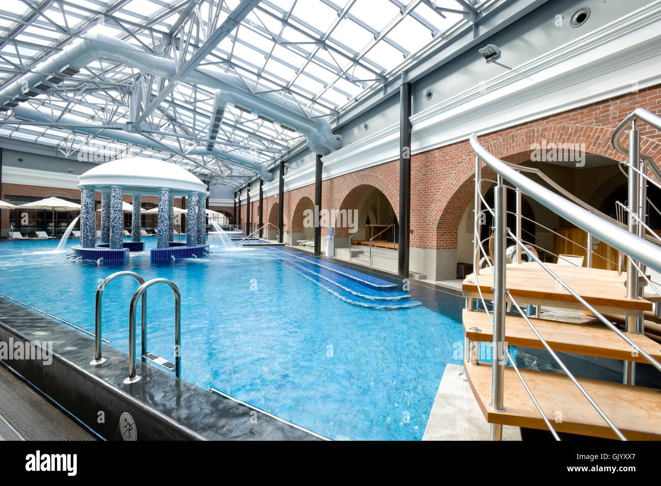 swimming pools in a spa hotel in the attic Stock Photo - Alamy