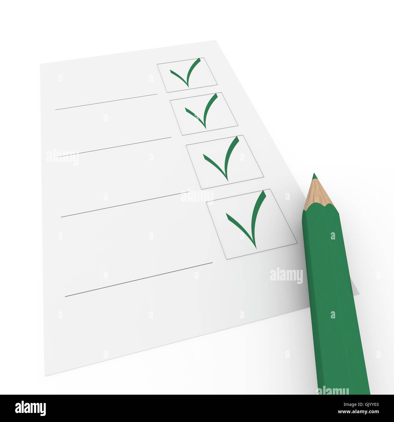 3d check box green pencil Stock Photo - Alamy