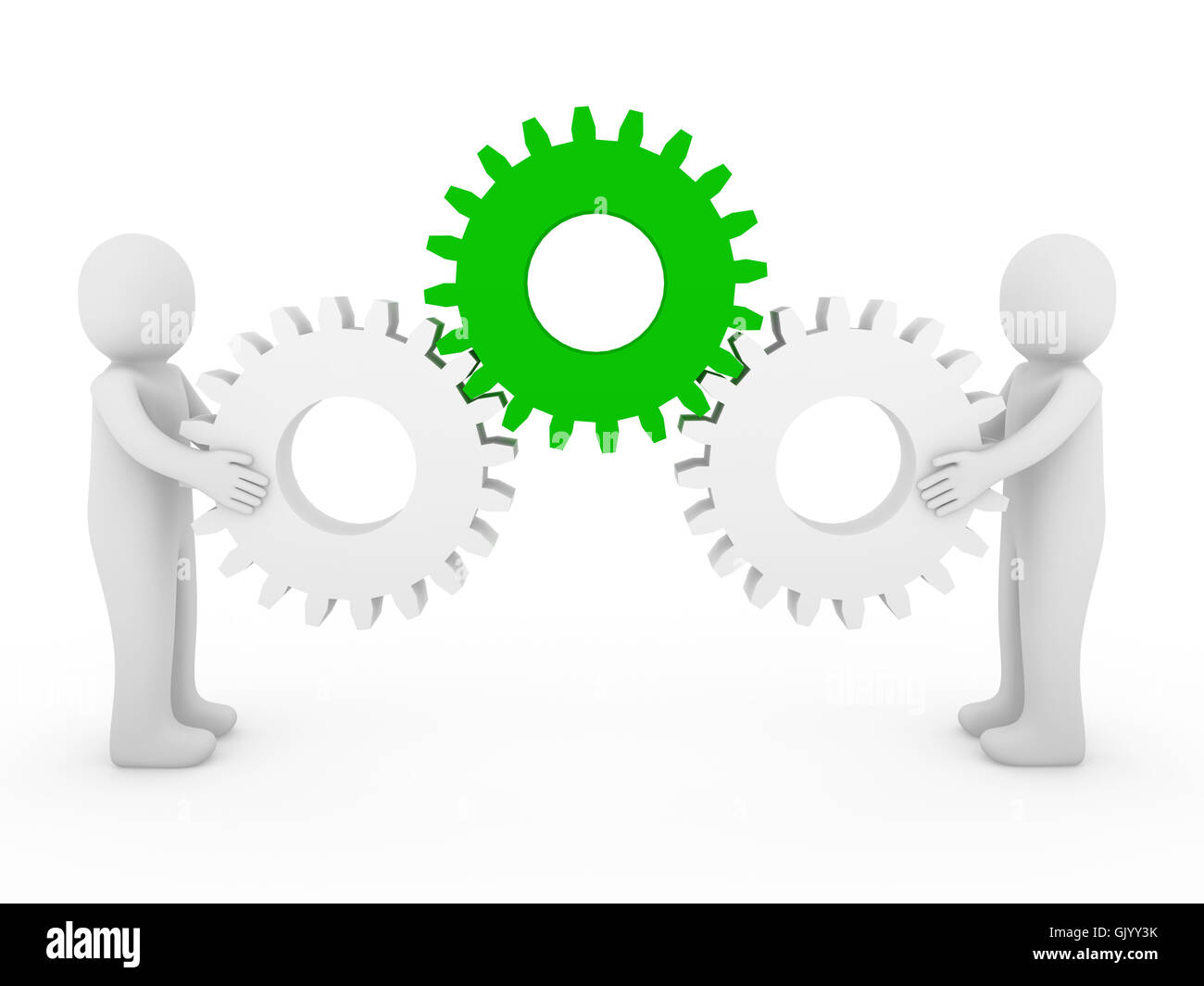 3d human gear green white Stock Photo - Alamy