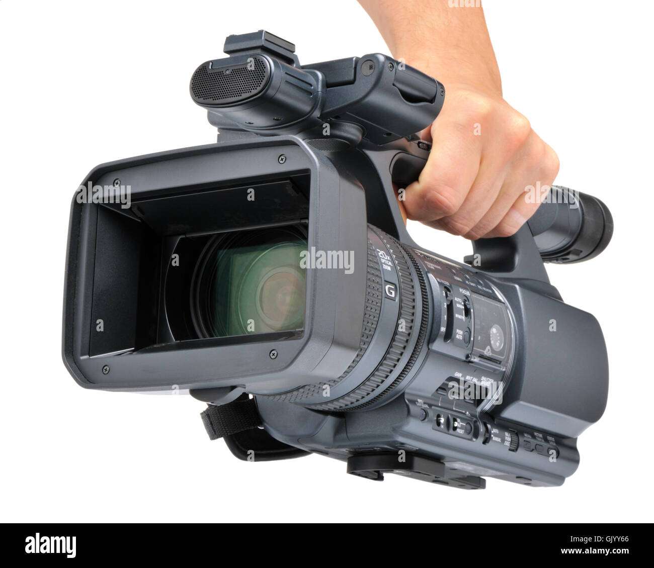 Videocamera in a hand Stock Photo - Alamy