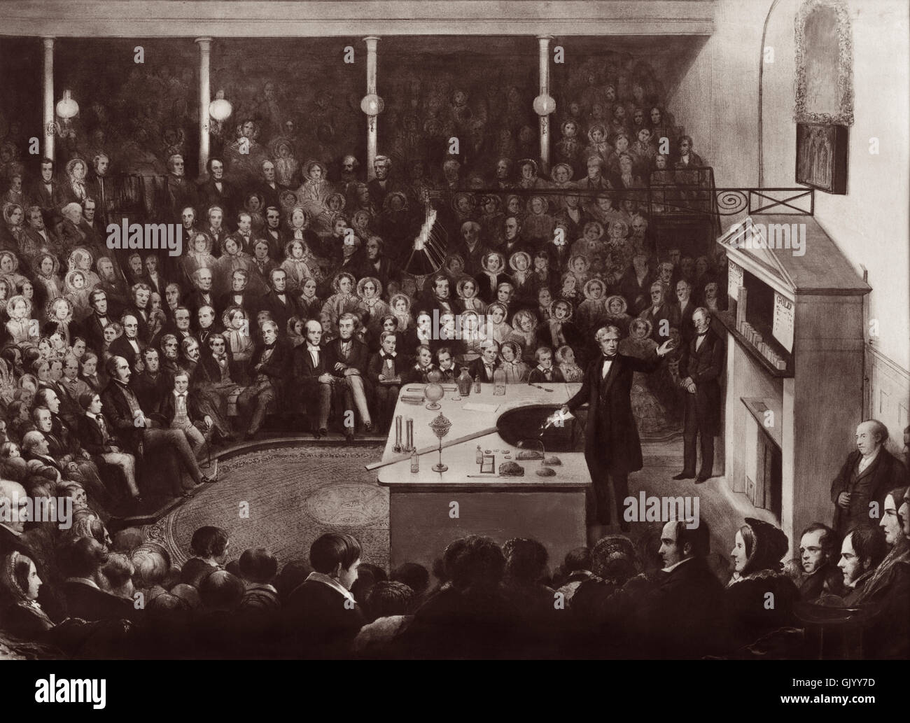 Michael Faraday lecturing on "Metals" at the Royal Institution ...