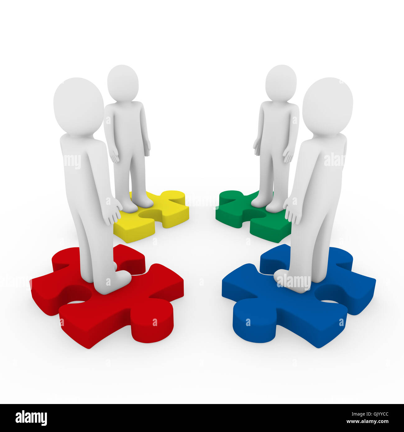 3d men puzzle teamwork Stock Photo - Alamy