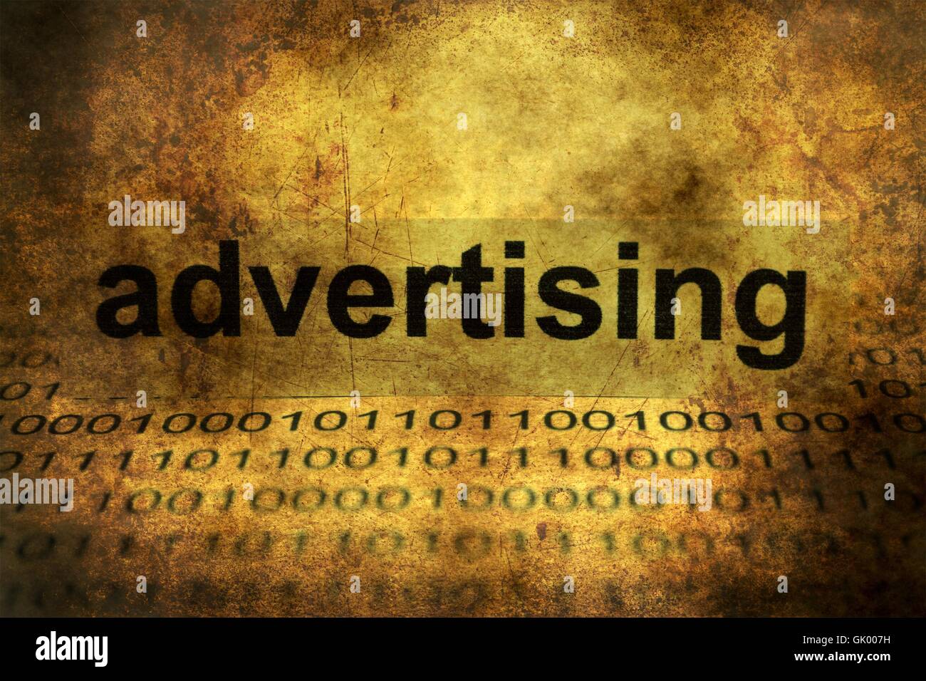 Advertising on binary data grunge concept Stock Photo - Alamy