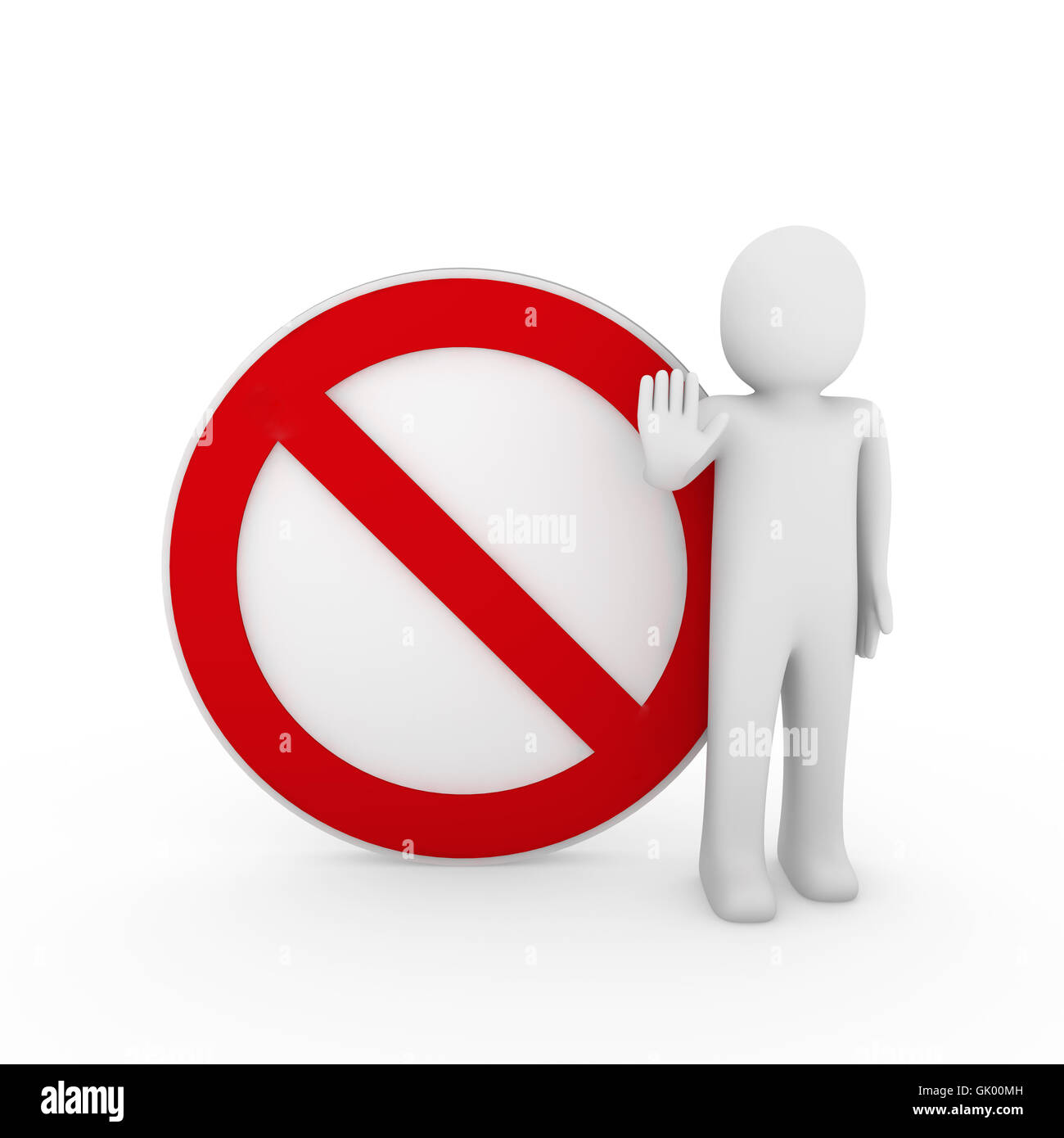 3d human stop red sign white warning Stock Photo - Alamy