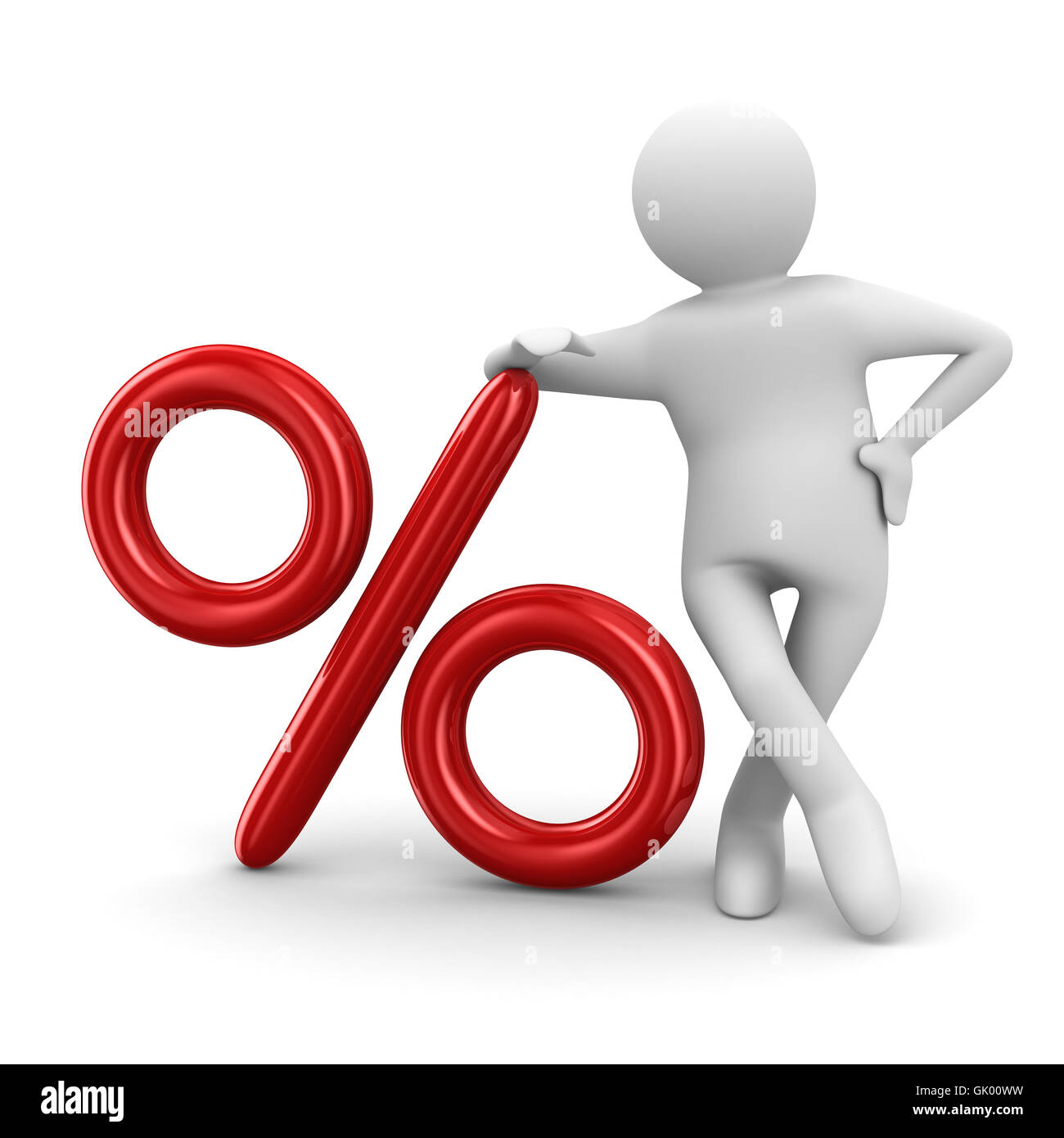 men push percent on white background. Isolated 3D image Stock Photo - Alamy