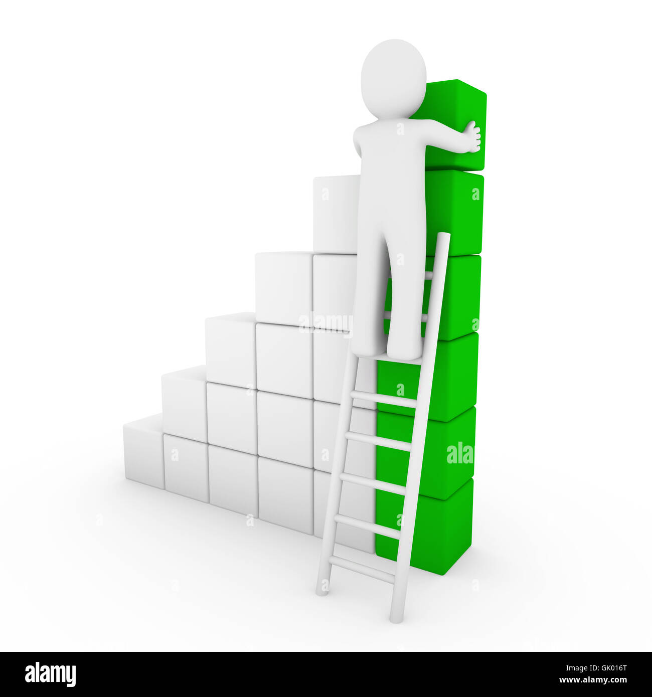 3d human cube ladder green Stock Photo - Alamy