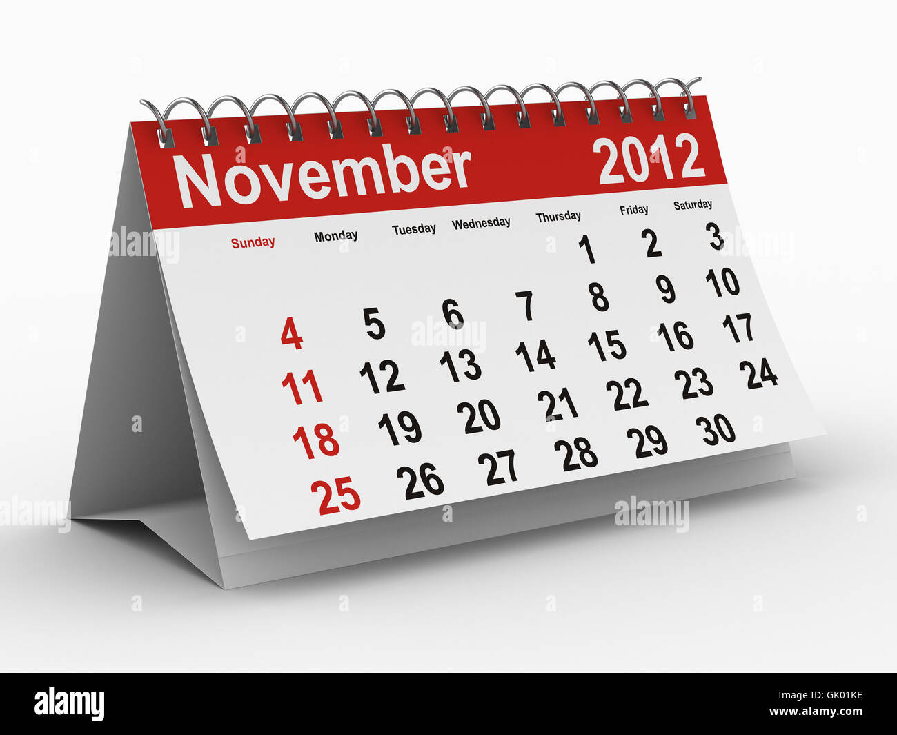 2012 year calendar. November. Isolated 3D image Stock Photo - Alamy