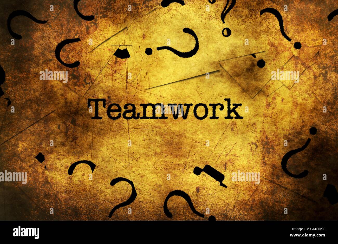 Teamwork and question mark grunge concept Stock Photo - Alamy
