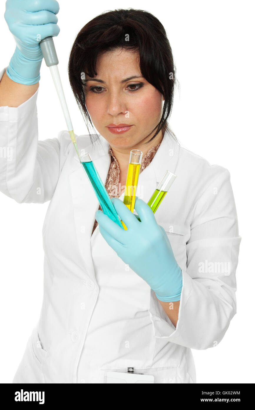 Scientist, pipette and test tubes Stock Photo - Alamy