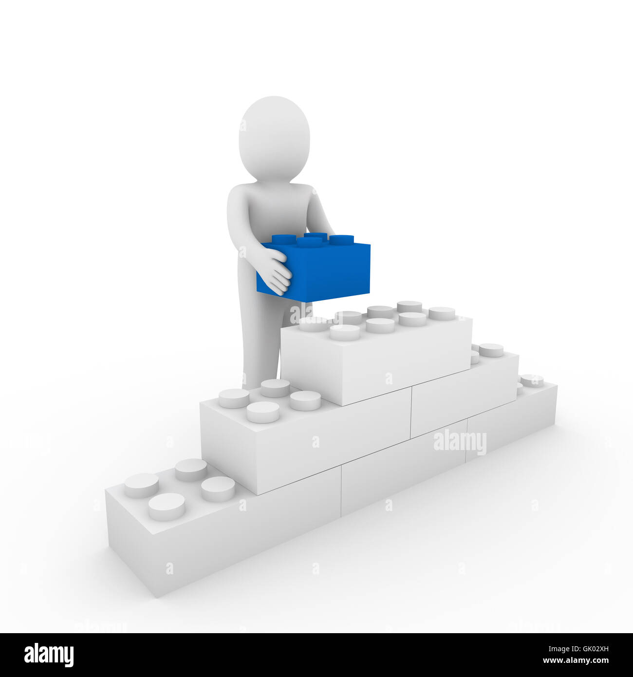 3d human blue cube stone Stock Photo - Alamy