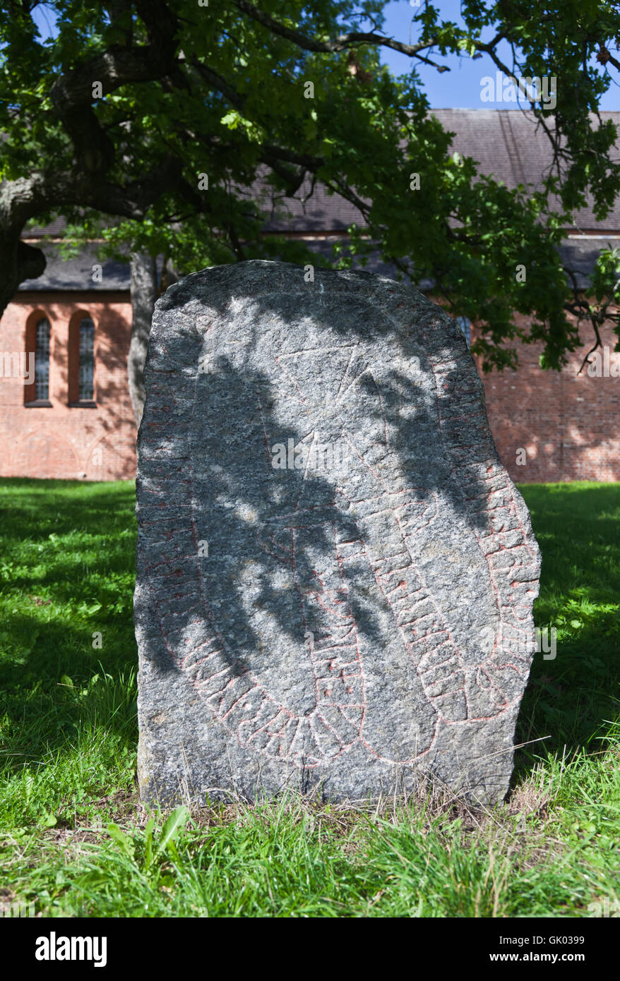 Ancient rune stone near uppsala Stock Photo - Alamy