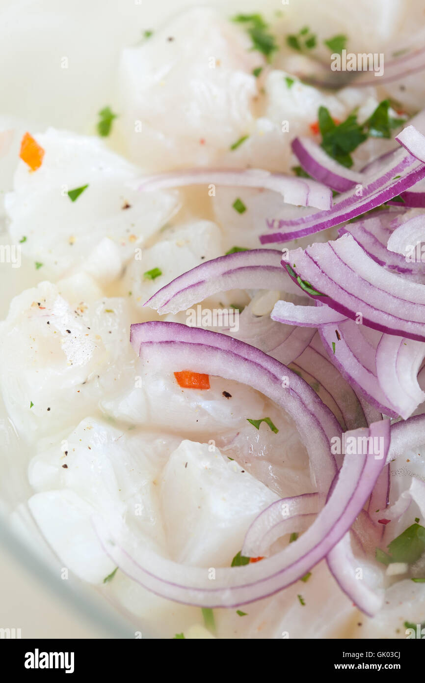 Bowl of ceviche marinating Stock Photo - Alamy