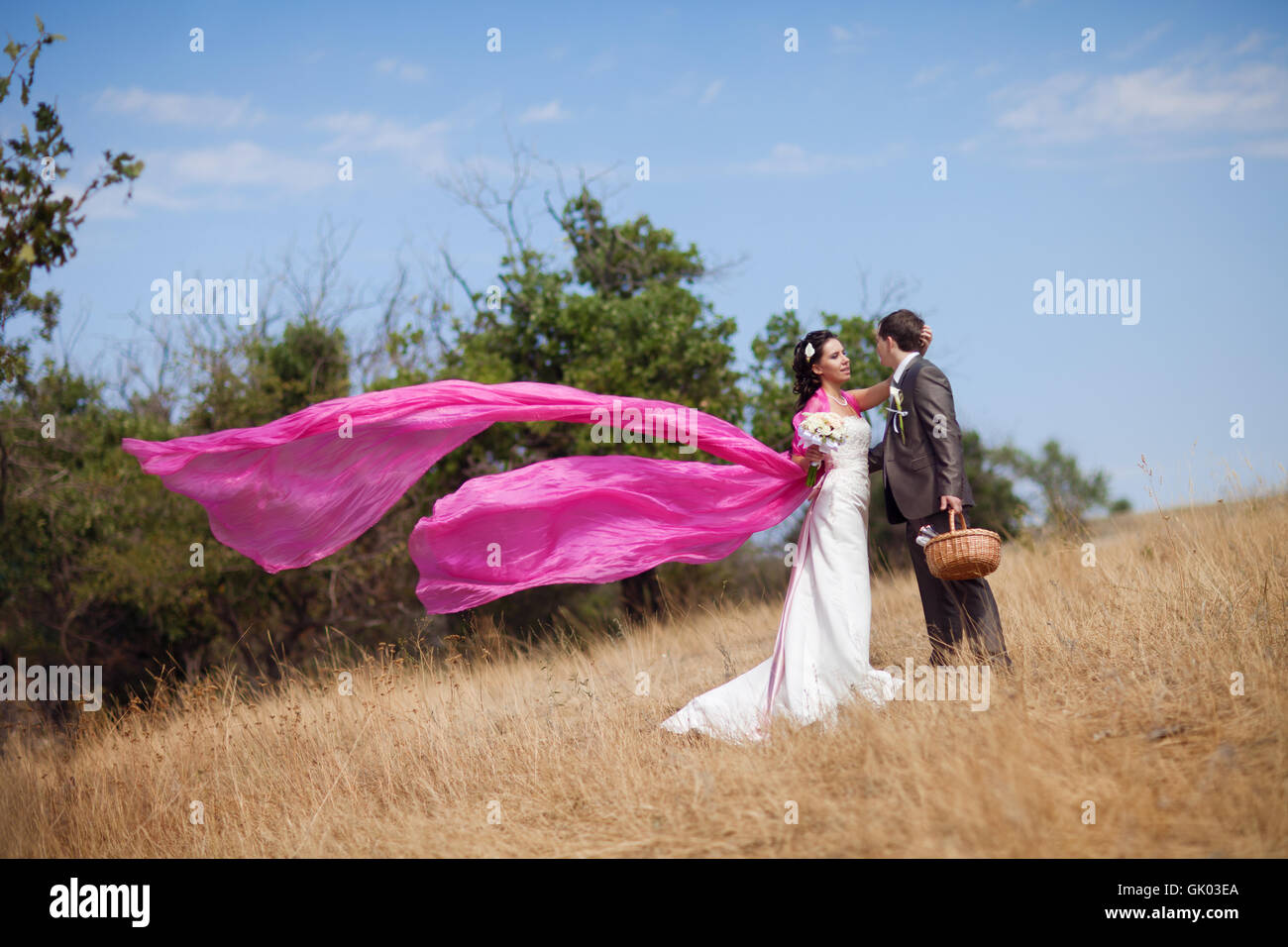 with flying shawl Stock Photo - Alamy