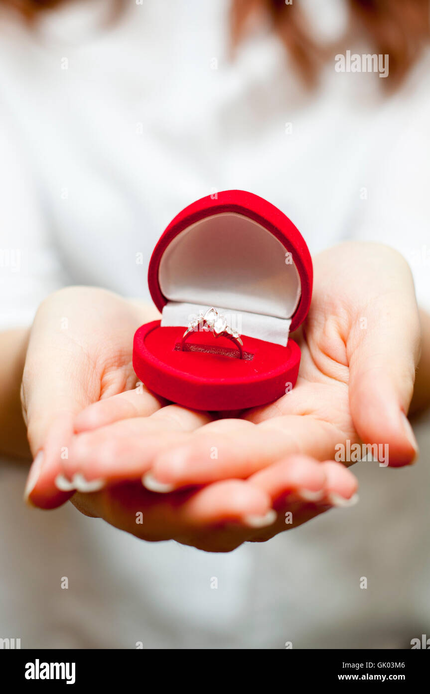 red box with engagement ring inside Stock Photo - Alamy