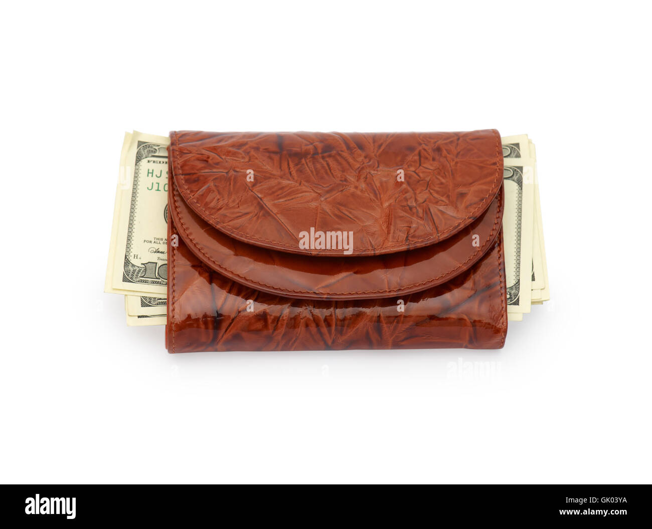 Money in a brown purse Stock Photo - Alamy