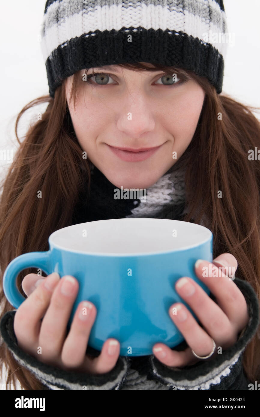 Beautiful girl with a cup in his hand Stock Photo - Alamy