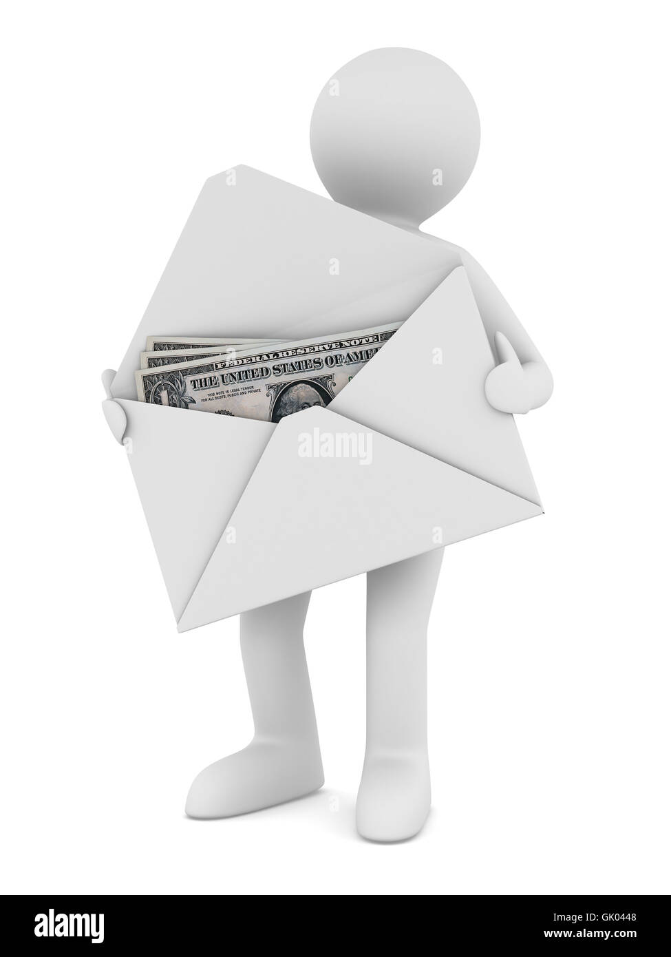 Money in envelope on white background. Isolated 3D image Stock Photo ...