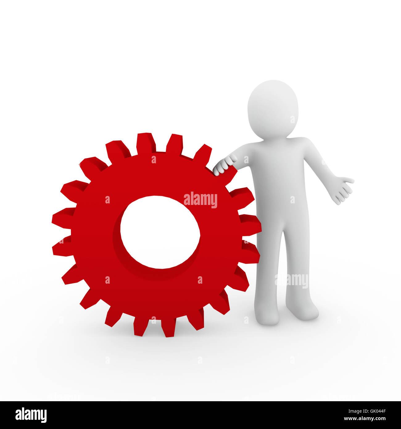 3d human gear red Stock Photo - Alamy