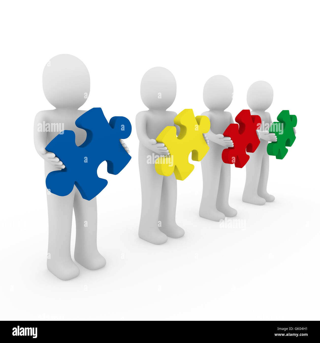 3d men puzzle teamwork Stock Photo - Alamy