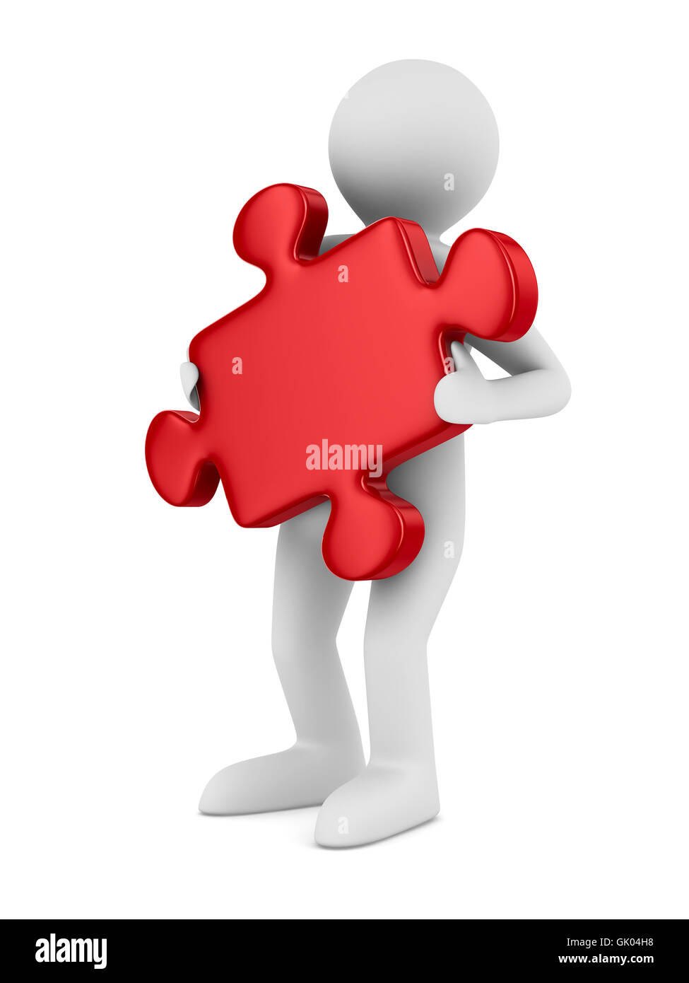 Man with puzzle on white background. Isolated 3D image Stock Photo - Alamy