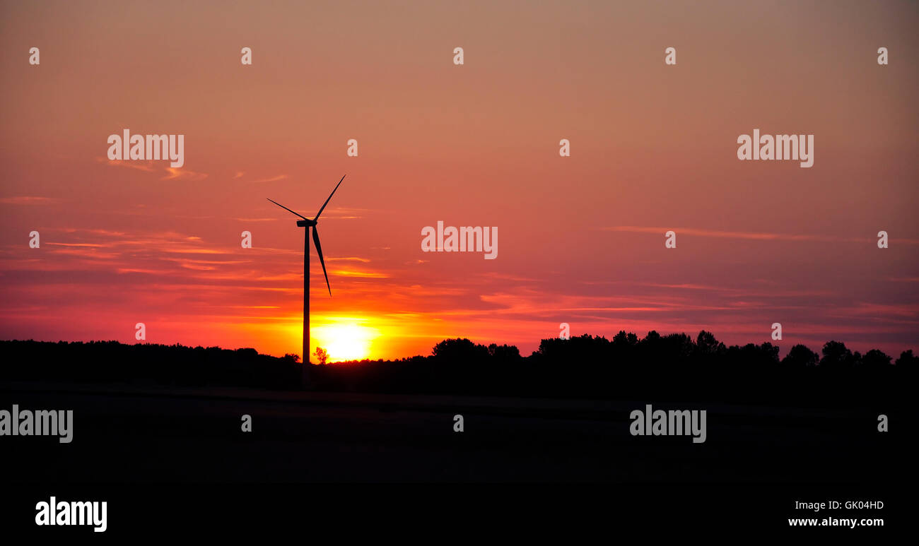wind turbine during sunset Stock Photo - Alamy