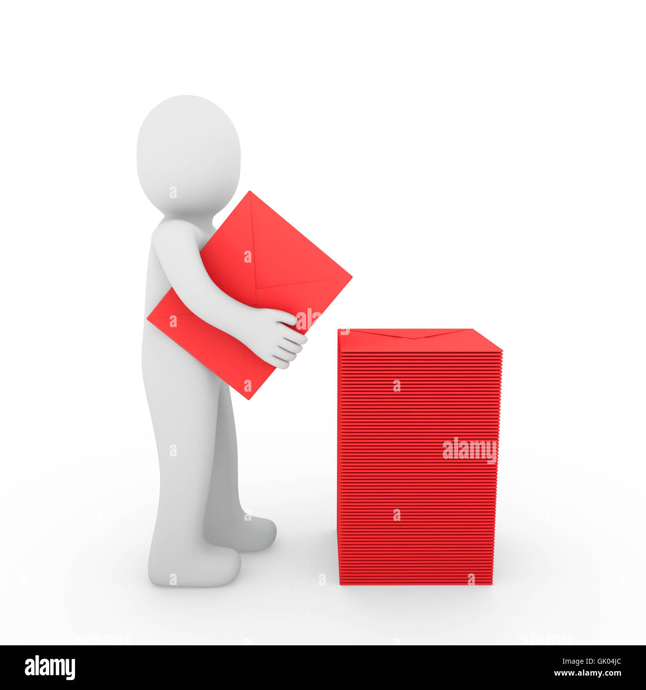 3d human letter mailbox paper red Stock Photo - Alamy