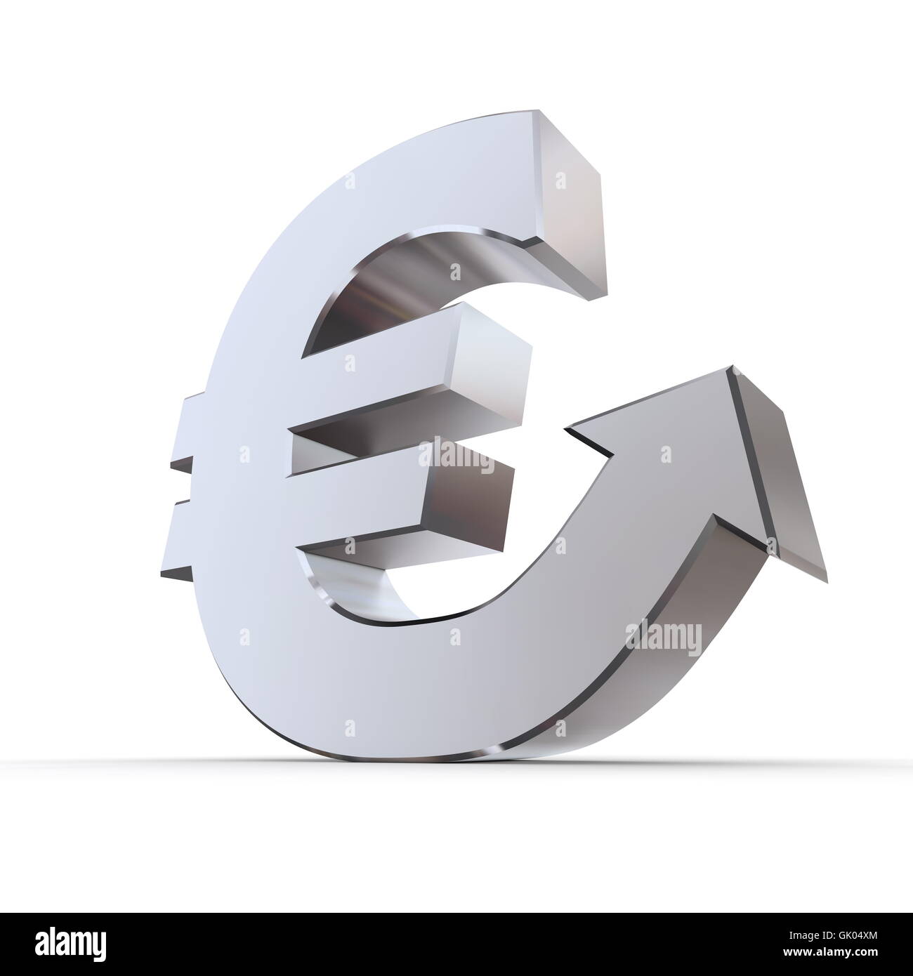 Shiny Euro Symbol with Arrow Up - Silver Metallic Stock Photo - Alamy