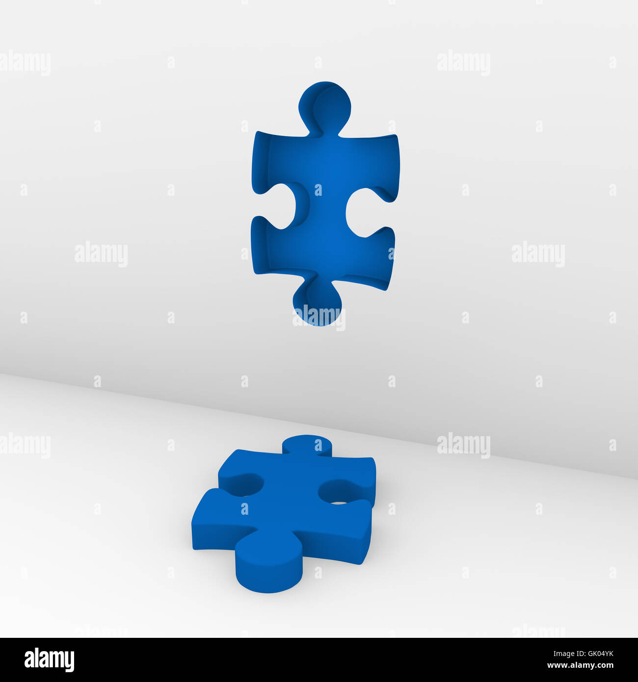 3d puzzle blue wall Stock Photo - Alamy
