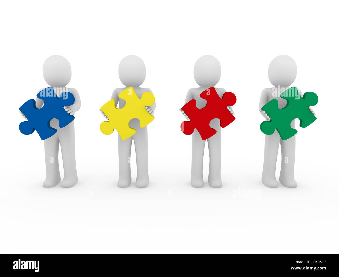 3d men puzzle teamwork Stock Photo - Alamy