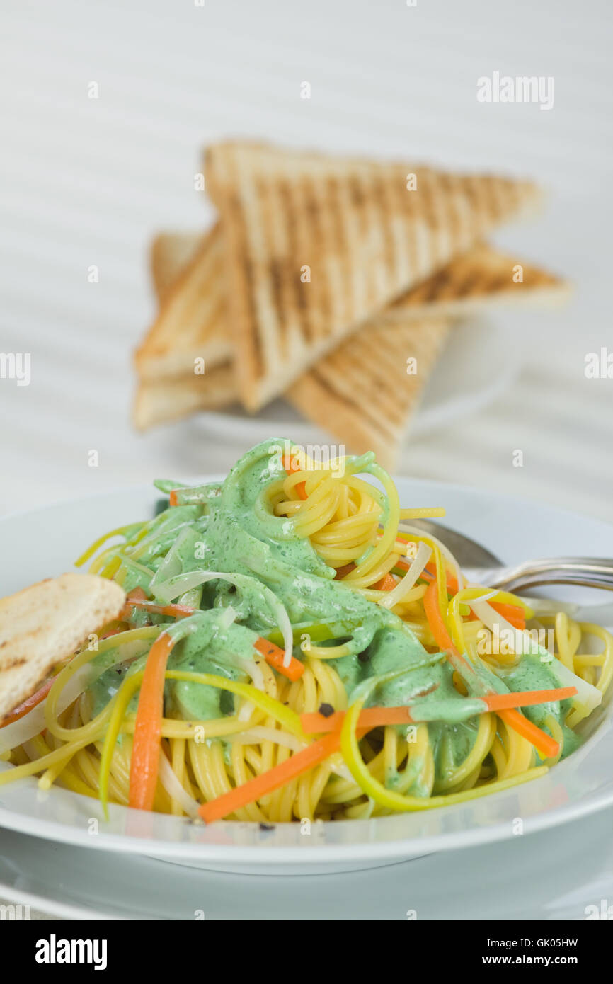 toast and pasta Stock Photo - Alamy