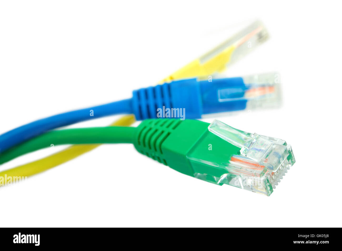 three colored ethernet plugs Stock Photo - Alamy