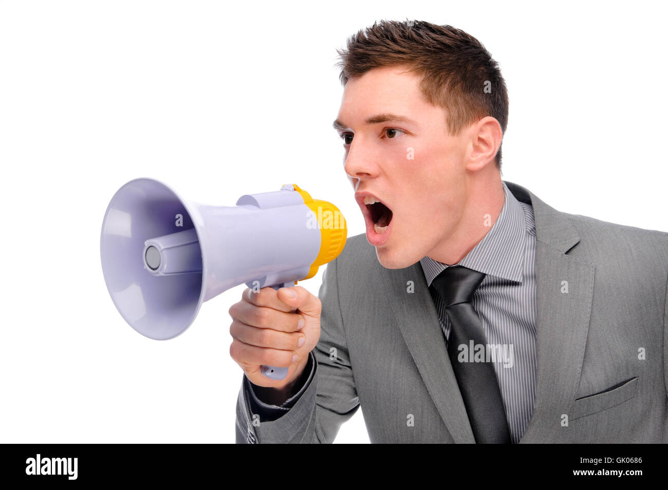 businessman with megaphone Stock Photo - Alamy