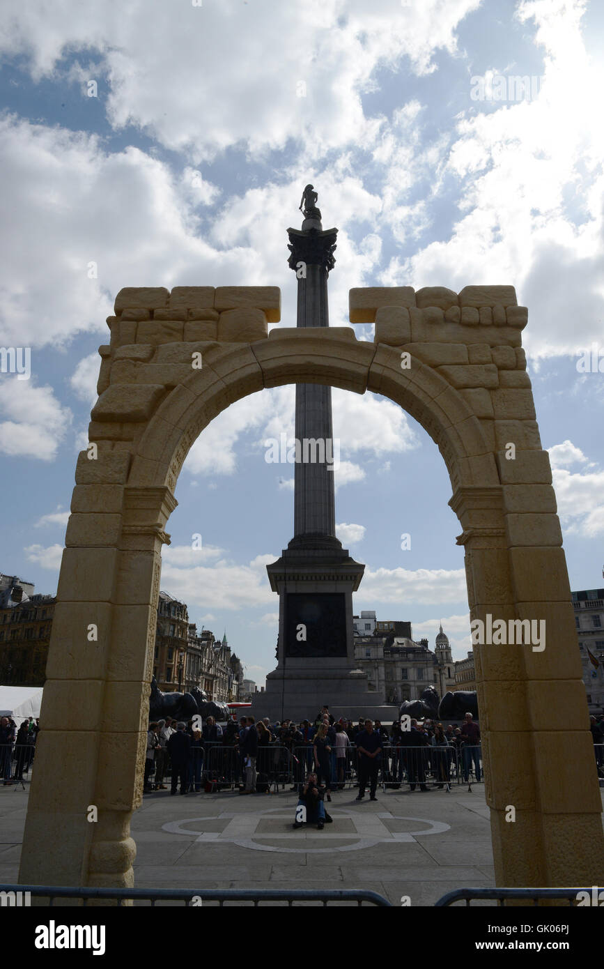 A 15 metre high replica of the Arch of Triumph is erected in Trafalgar ...