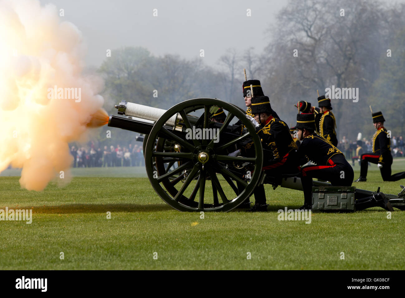 A 41-round gun salute to mark the 90th Birthday of Queen Elizabeth II ...