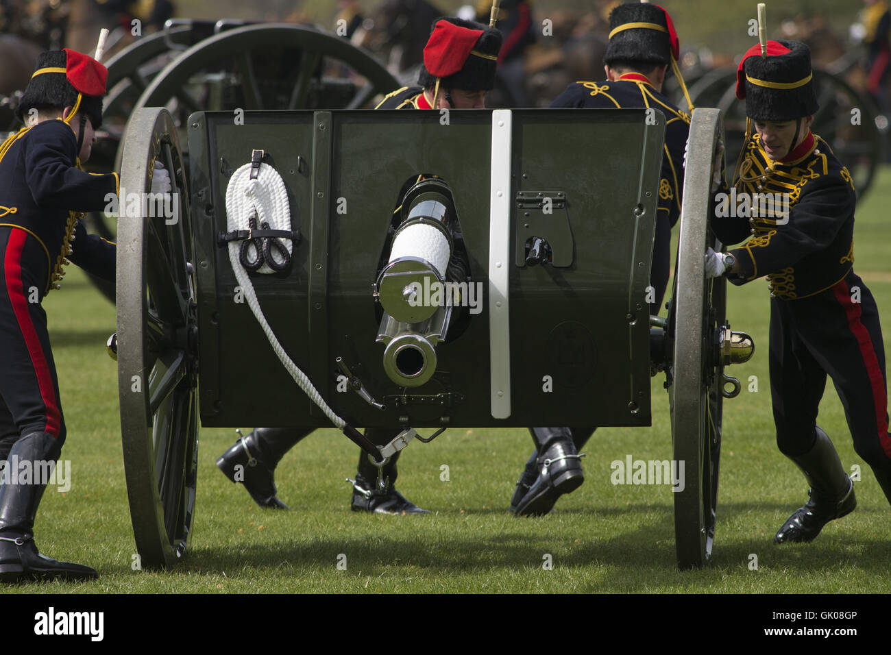 A 41-round gun salute to mark the 90th Birthday of Queen Elizabeth II ...