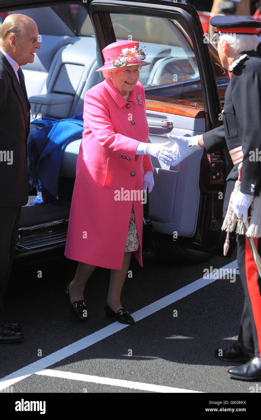Queen Elizabeth II visits the Royal Mail sorting office in Windsor, one ...