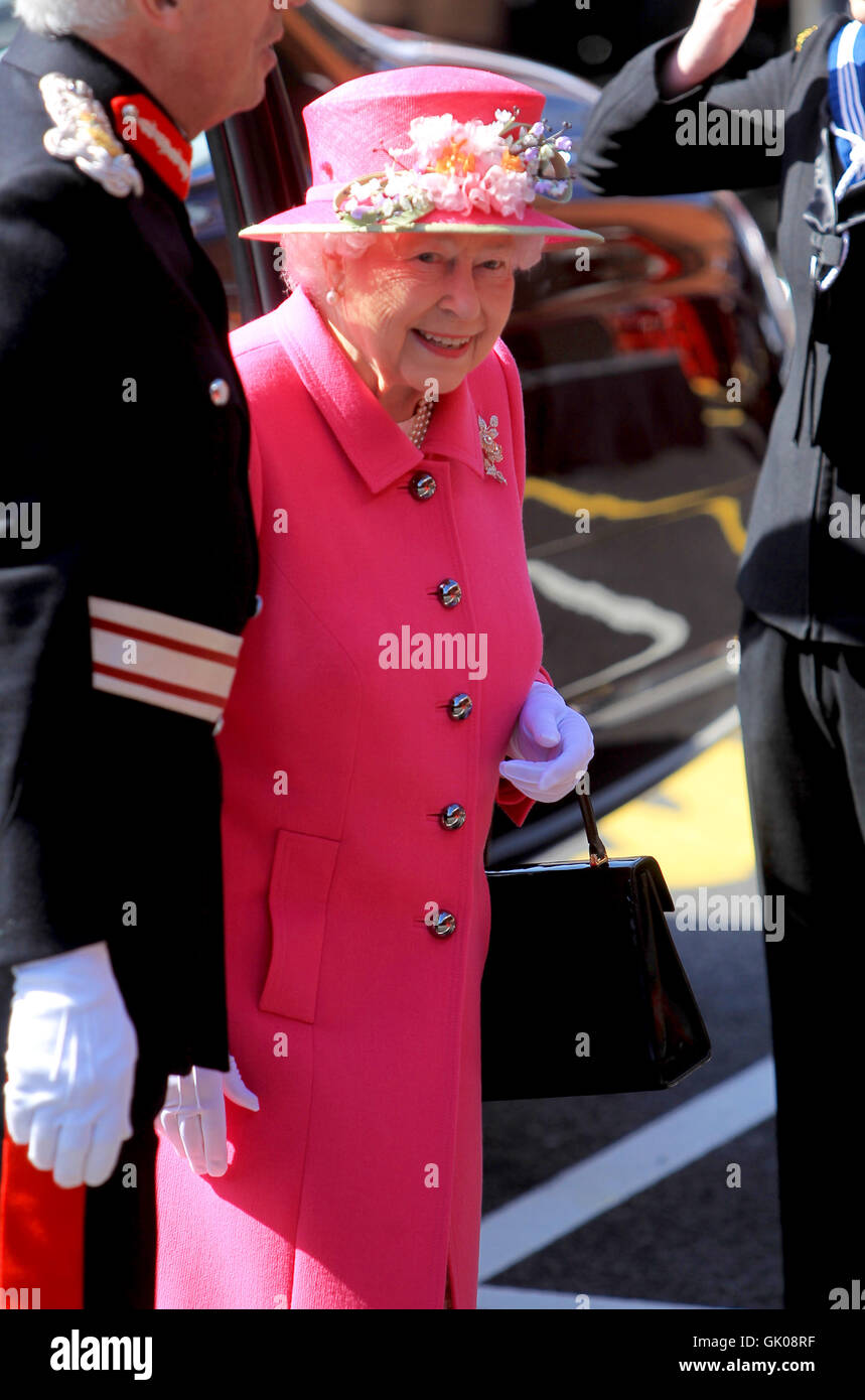 Queen Elizabeth II visits the Royal Mail sorting office in Windsor, one ...
