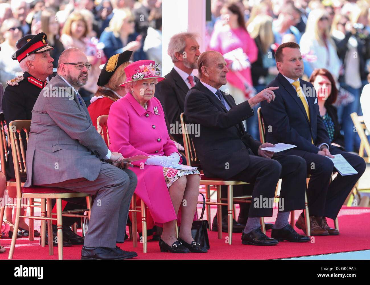 The Queen, accompanied by the Duke of Edinburgh, officially opens the ...