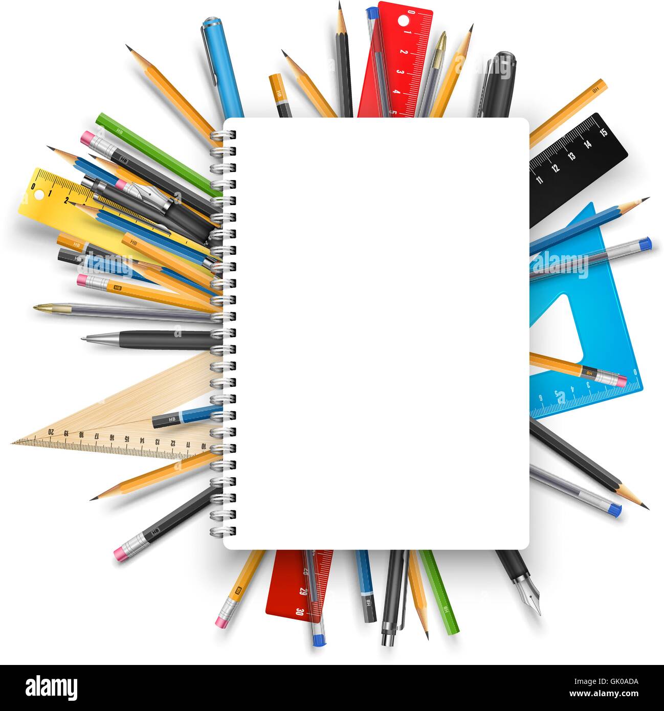 Notepad and pens Stock Vector Image & Art - Alamy