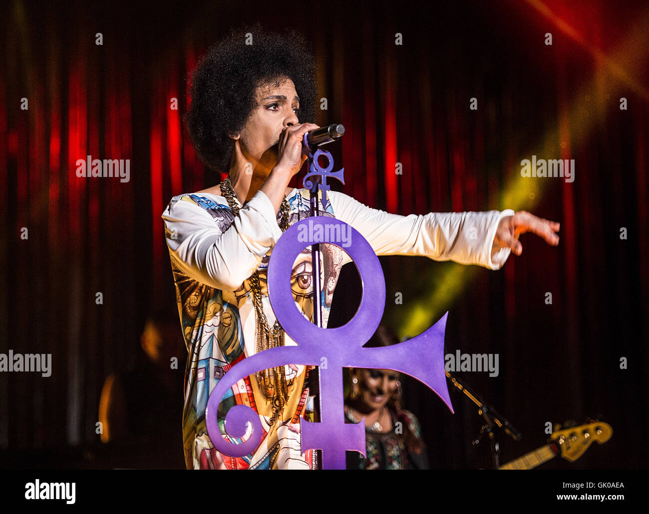 Prince performs live in Birmingham at the LG Arena in May 2014 on his ...