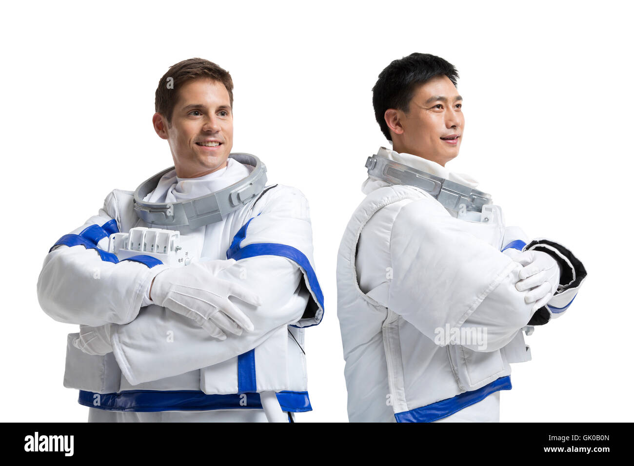 Studio shot two male astronauts Stock Photo - Alamy
