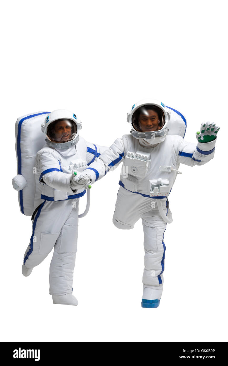 Studio shot two male astronauts Stock Photo - Alamy