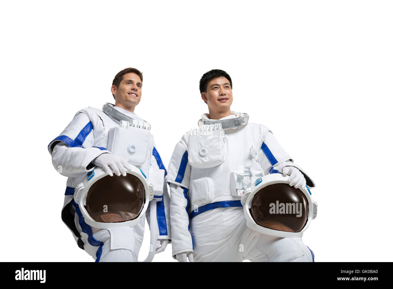 Studio shot two male astronauts Stock Photo - Alamy