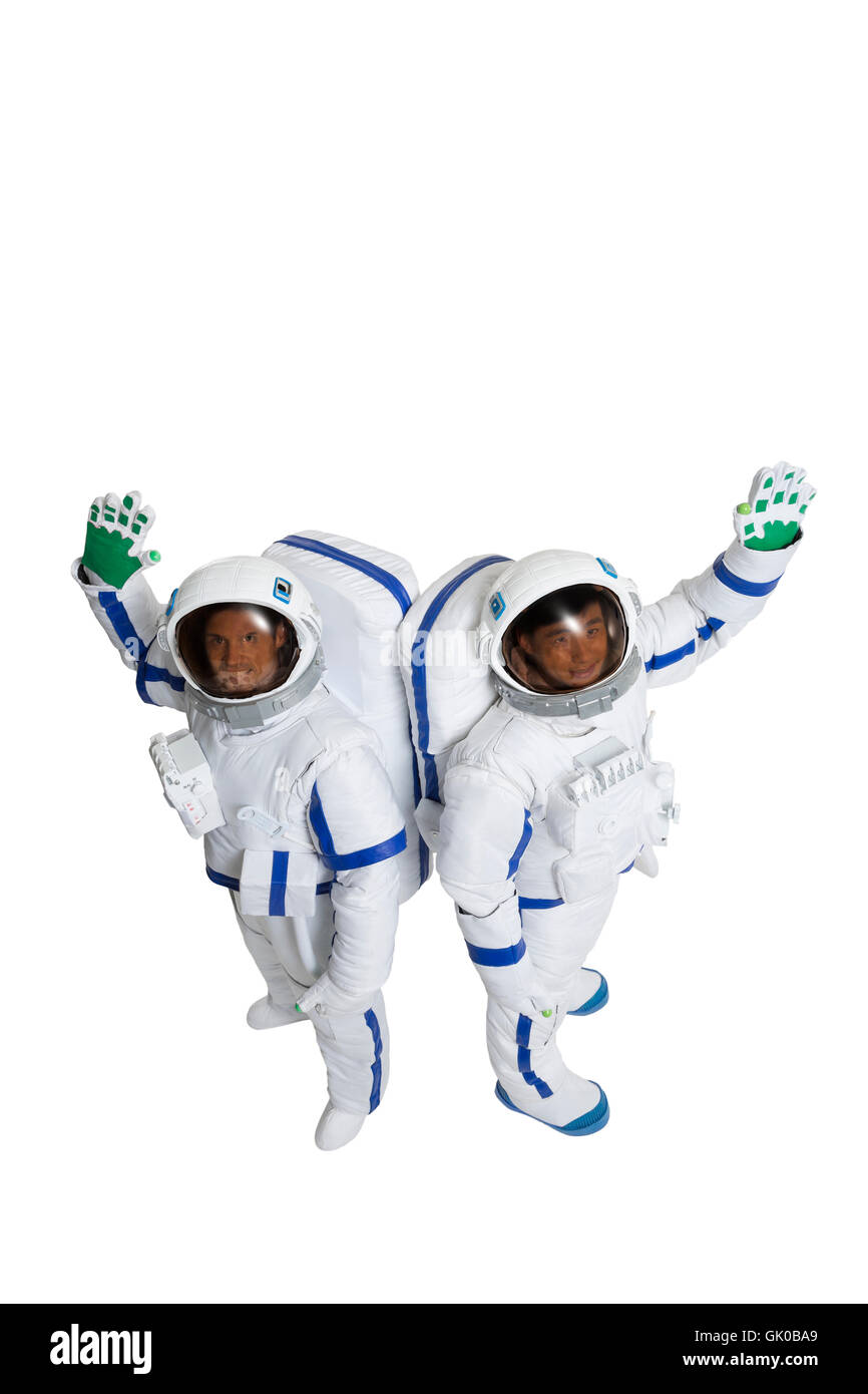 Studio shot two male astronauts Stock Photo - Alamy